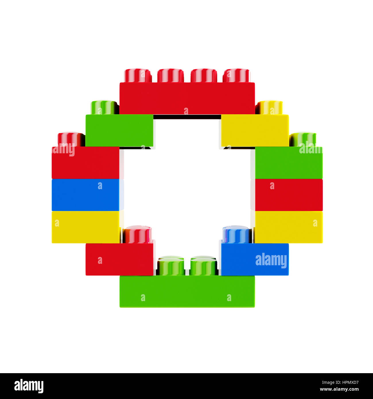 Letter O plastic font alphabet character made of toy construction brick ...