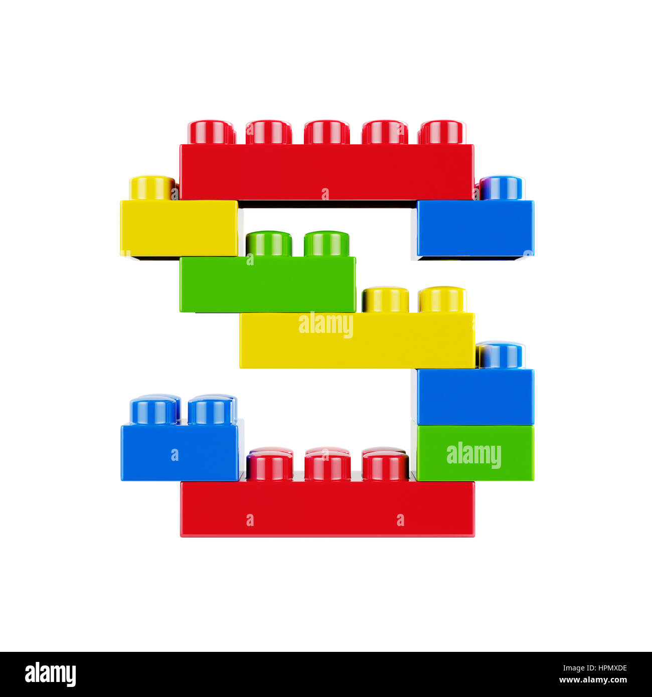 Letter S plastic font alphabet character made of toy construction brick ...