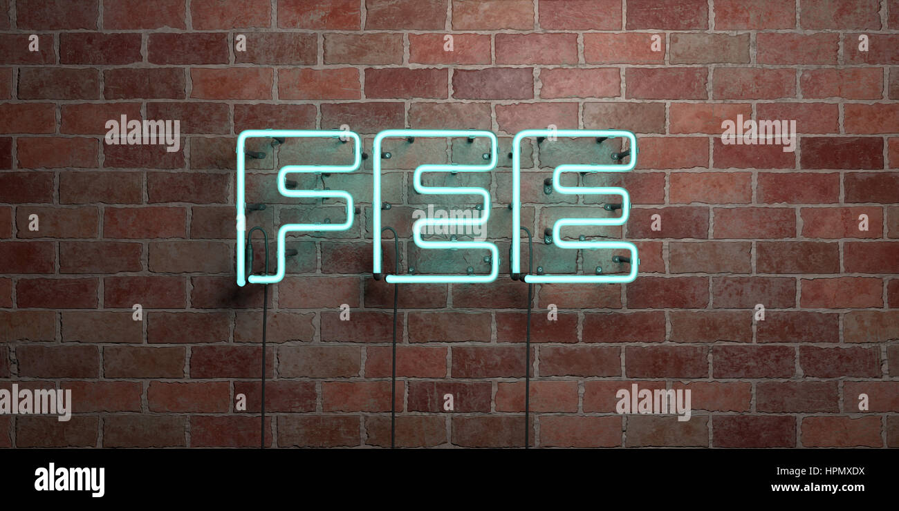 FEE - fluorescent Neon tube Sign on brickwork - Front view - 3D ...