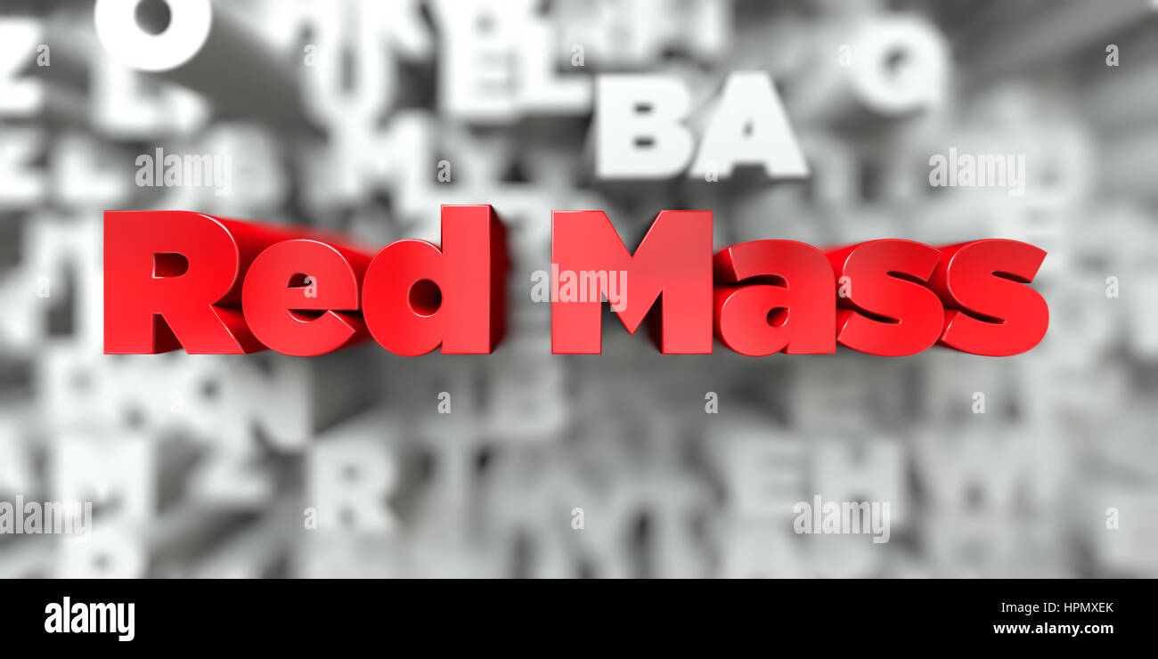Red Mass - Red text on typography background - 3D rendered royalty free ...