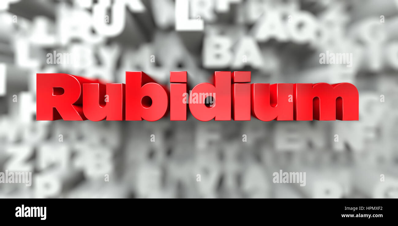 Rubidium - Red text on typography background - 3D rendered royalty free ...