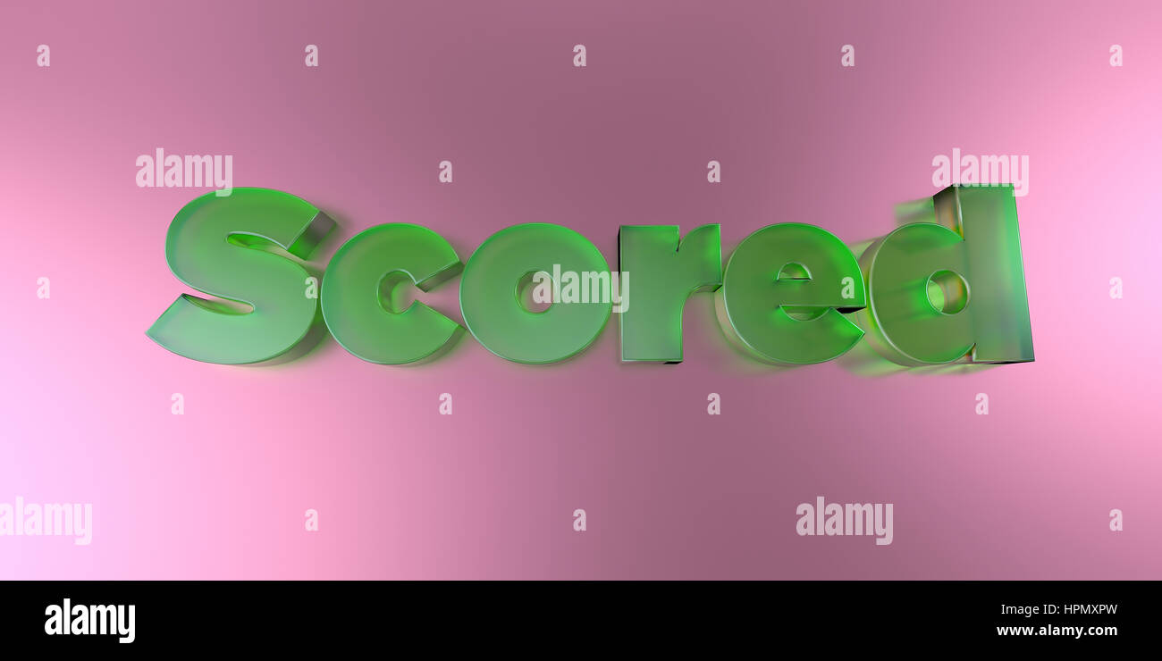 Scored - colorful glass text on vibrant background - 3D rendered ...