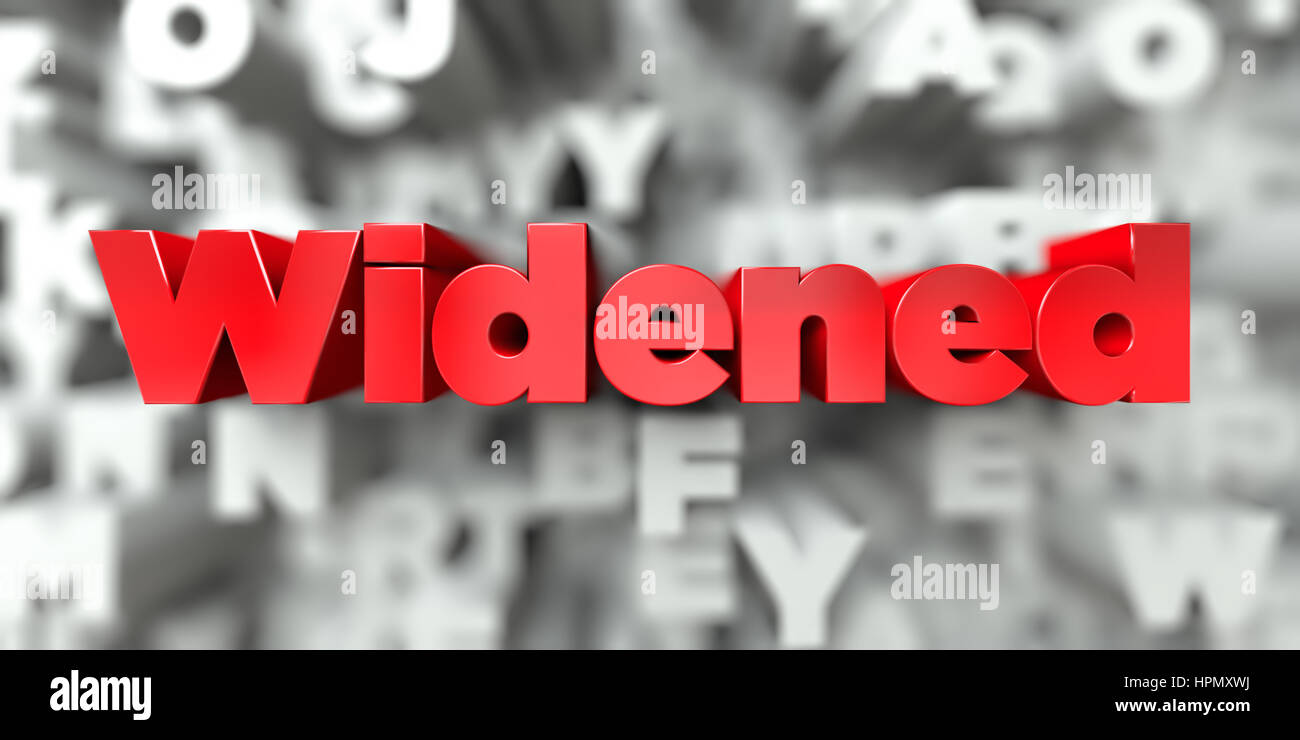 Widened - Red text on typography background - 3D rendered royalty free ...