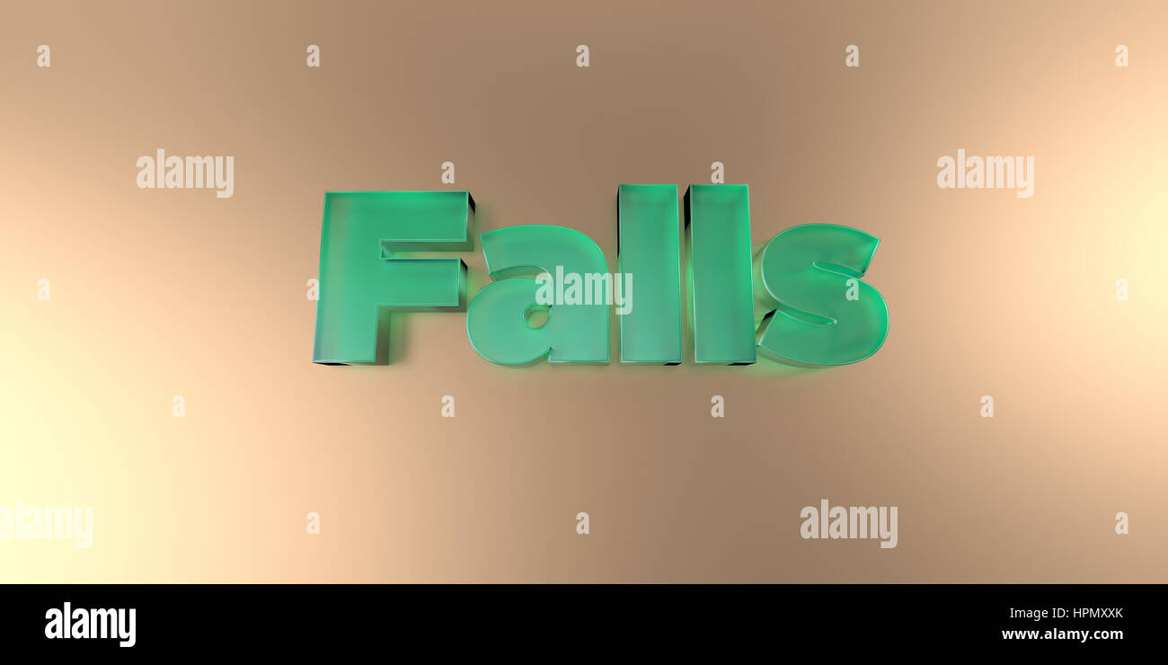 Falls - colorful glass text on vibrant background - 3D rendered royalty ...