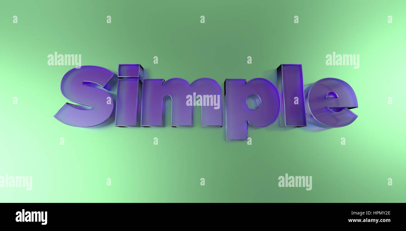 Simple - colorful glass text on vibrant background - 3D rendered ...