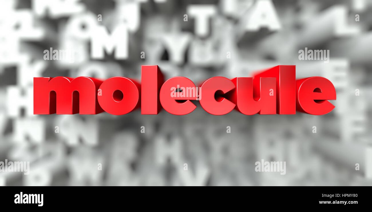 molecule - Red text on typography background - 3D rendered royalty free ...