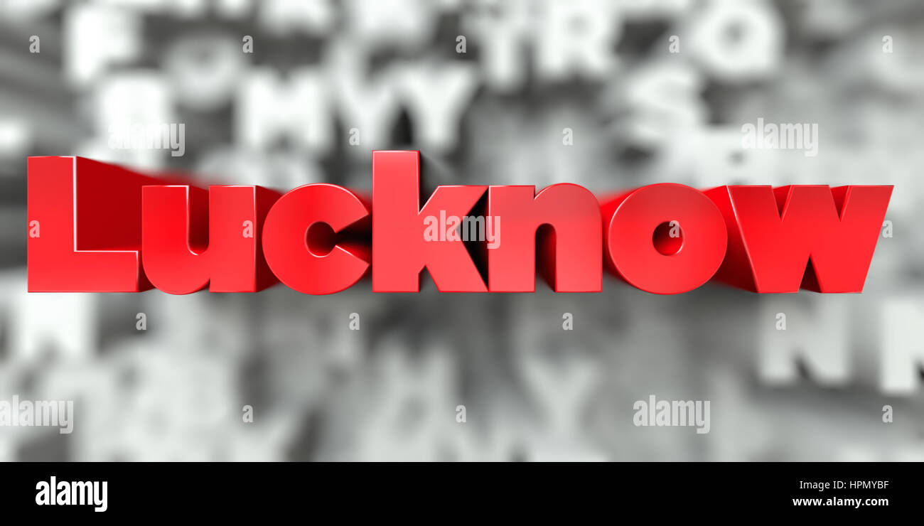 Lucknow - Red text on typography background - 3D rendered royalty free ...