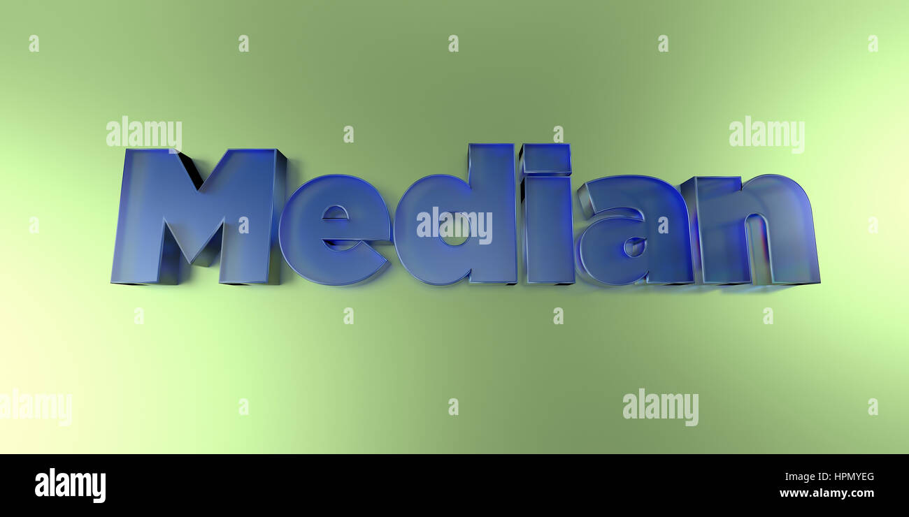 Median - colorful glass text on vibrant background - 3D rendered ...