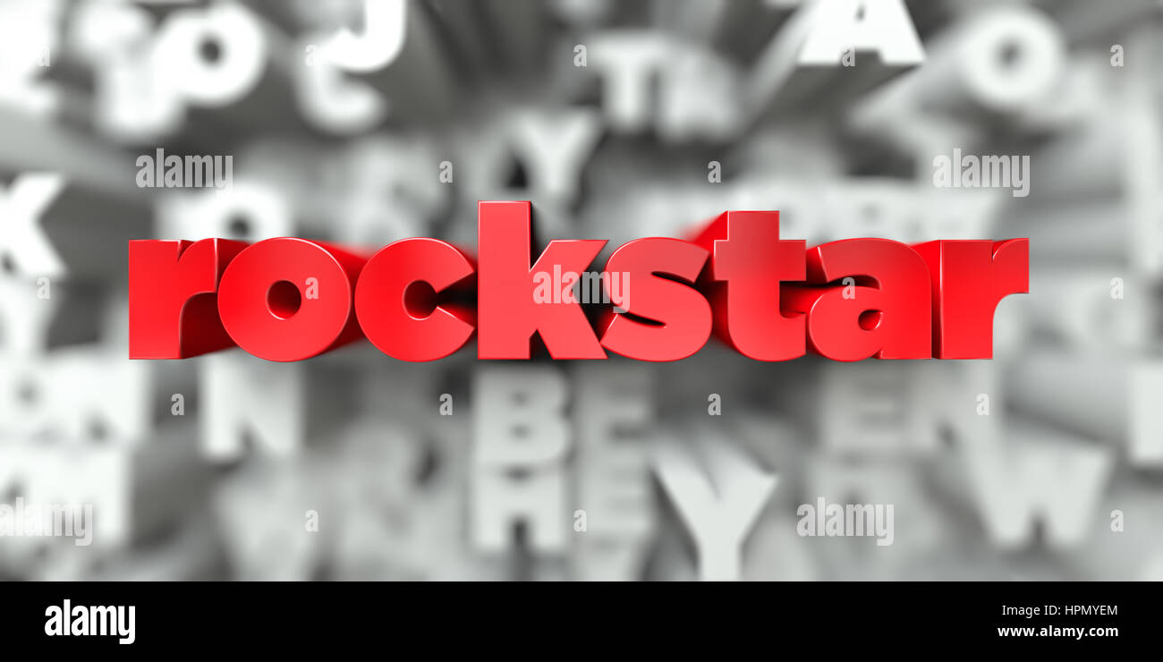 rockstar - Red text on typography background - 3D rendered royalty free ...