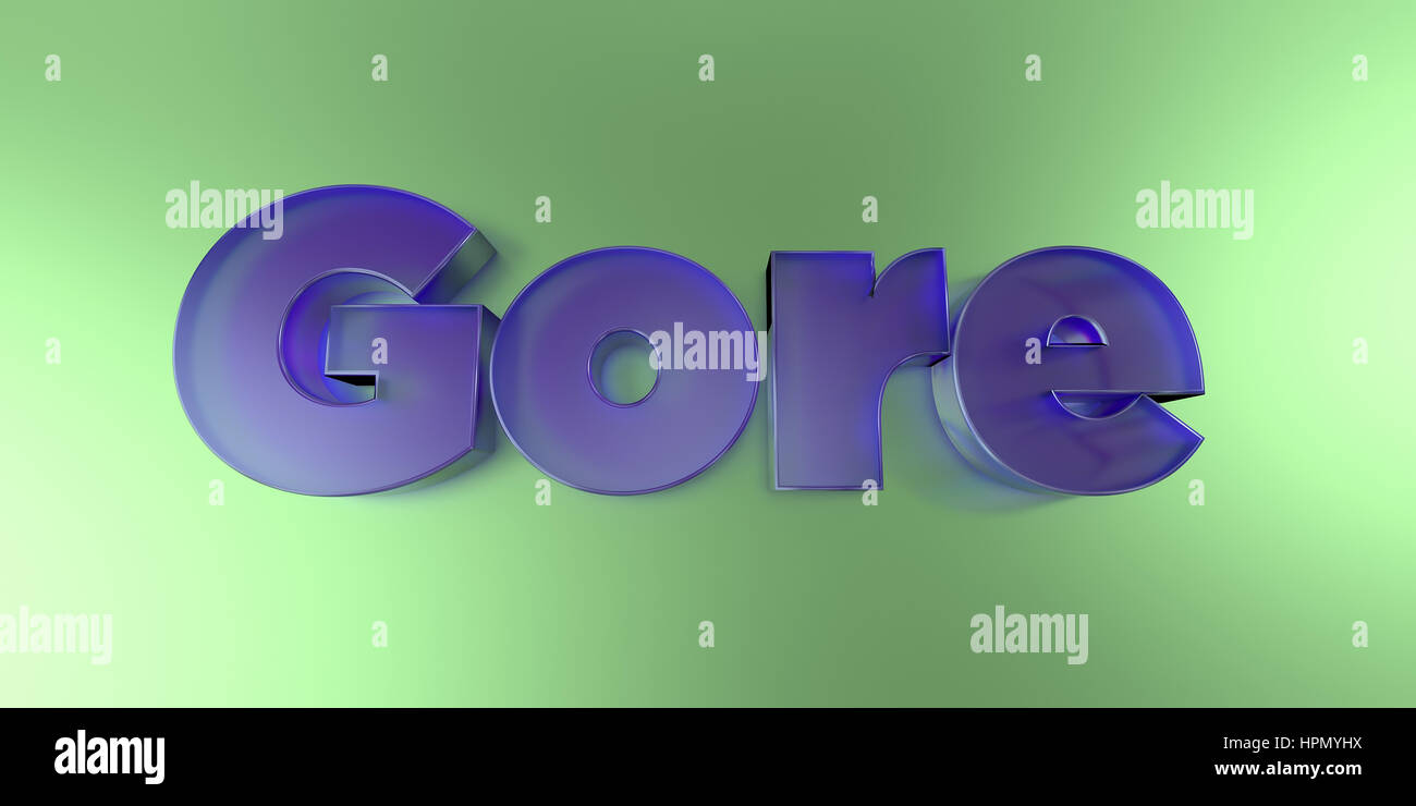 Gore - colorful glass text on vibrant background - 3D rendered royalty ...