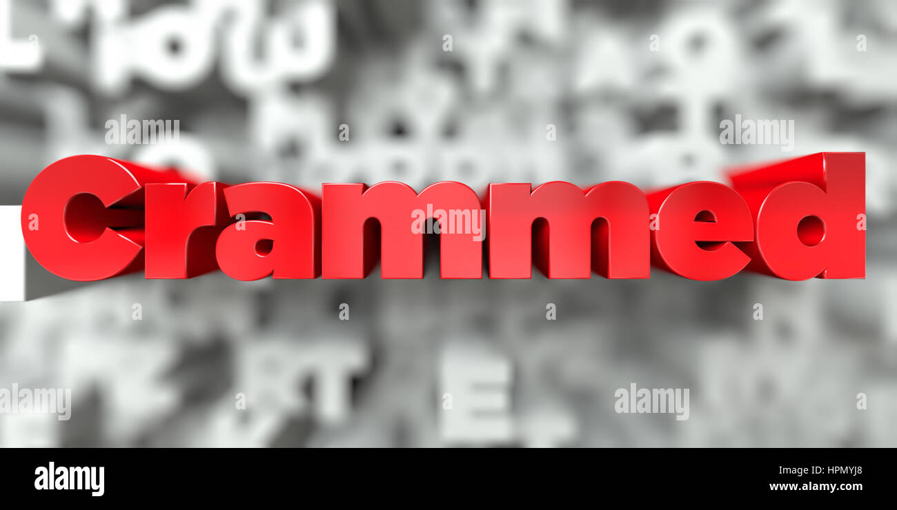 Crammed - Red text on typography background - 3D rendered royalty free ...
