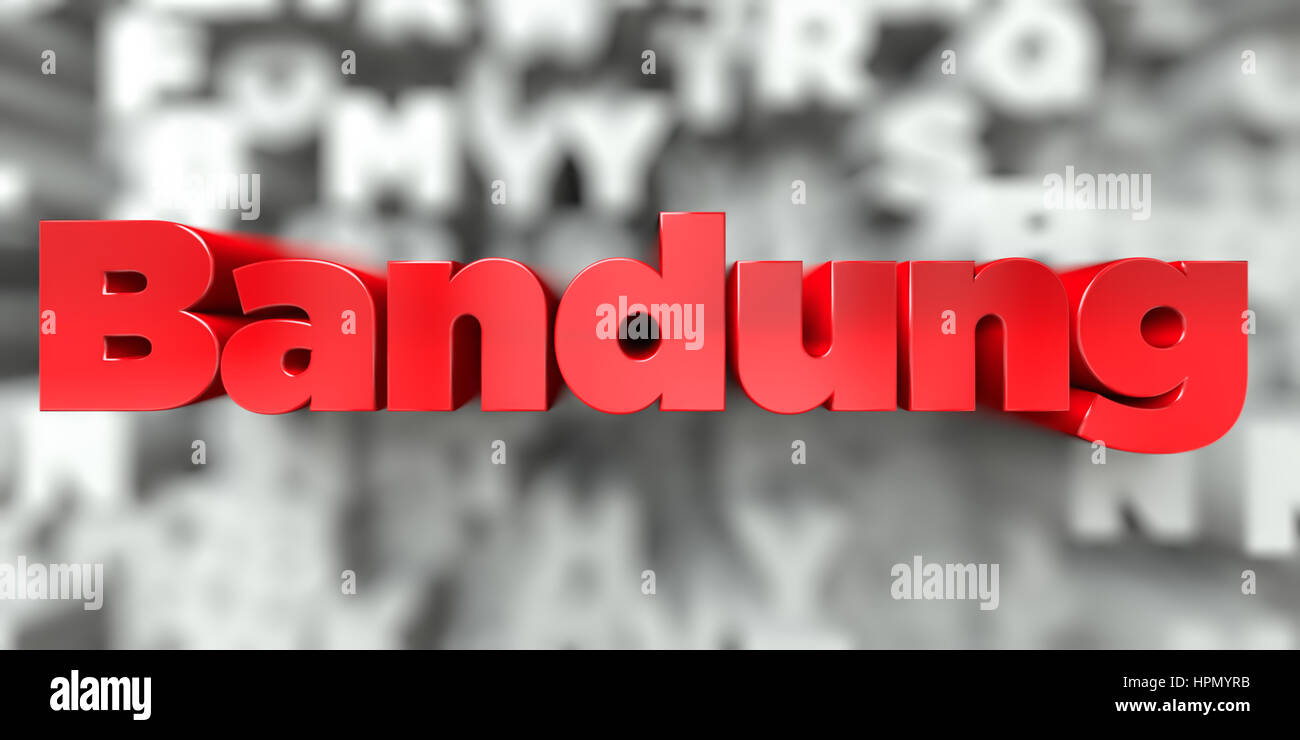 Bandung - Red text on typography background - 3D rendered royalty free ...