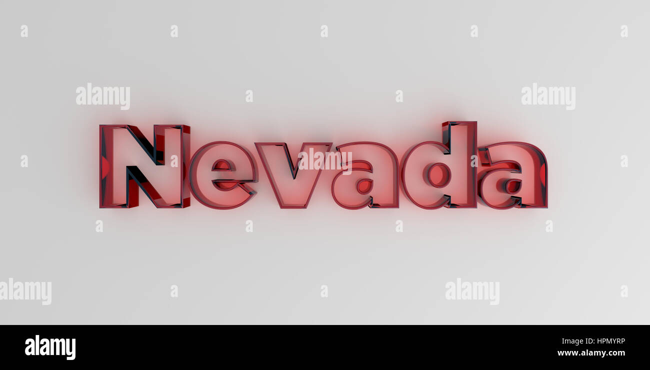 Nevada - Red glass text on white background - 3D rendered royalty free ...