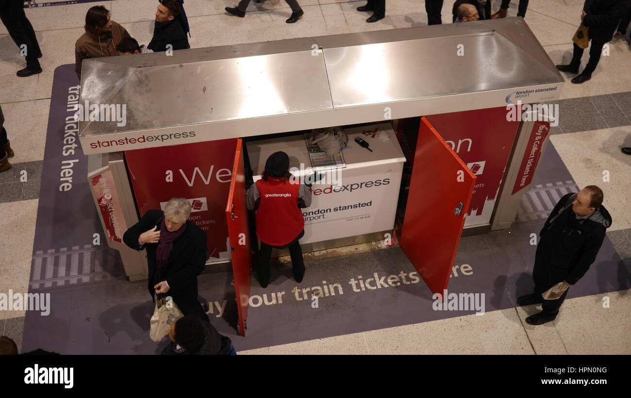 Stansted express ticket booth Liverpool street Stock Photo - Alamy