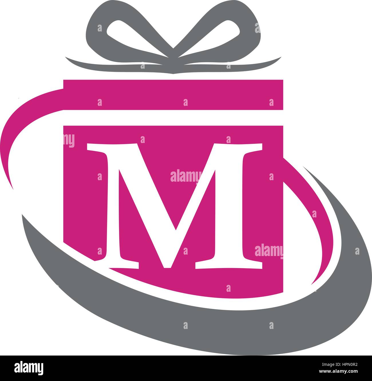 Gift Box Ribbon Letter M Stock Vector Image & Art - Alamy