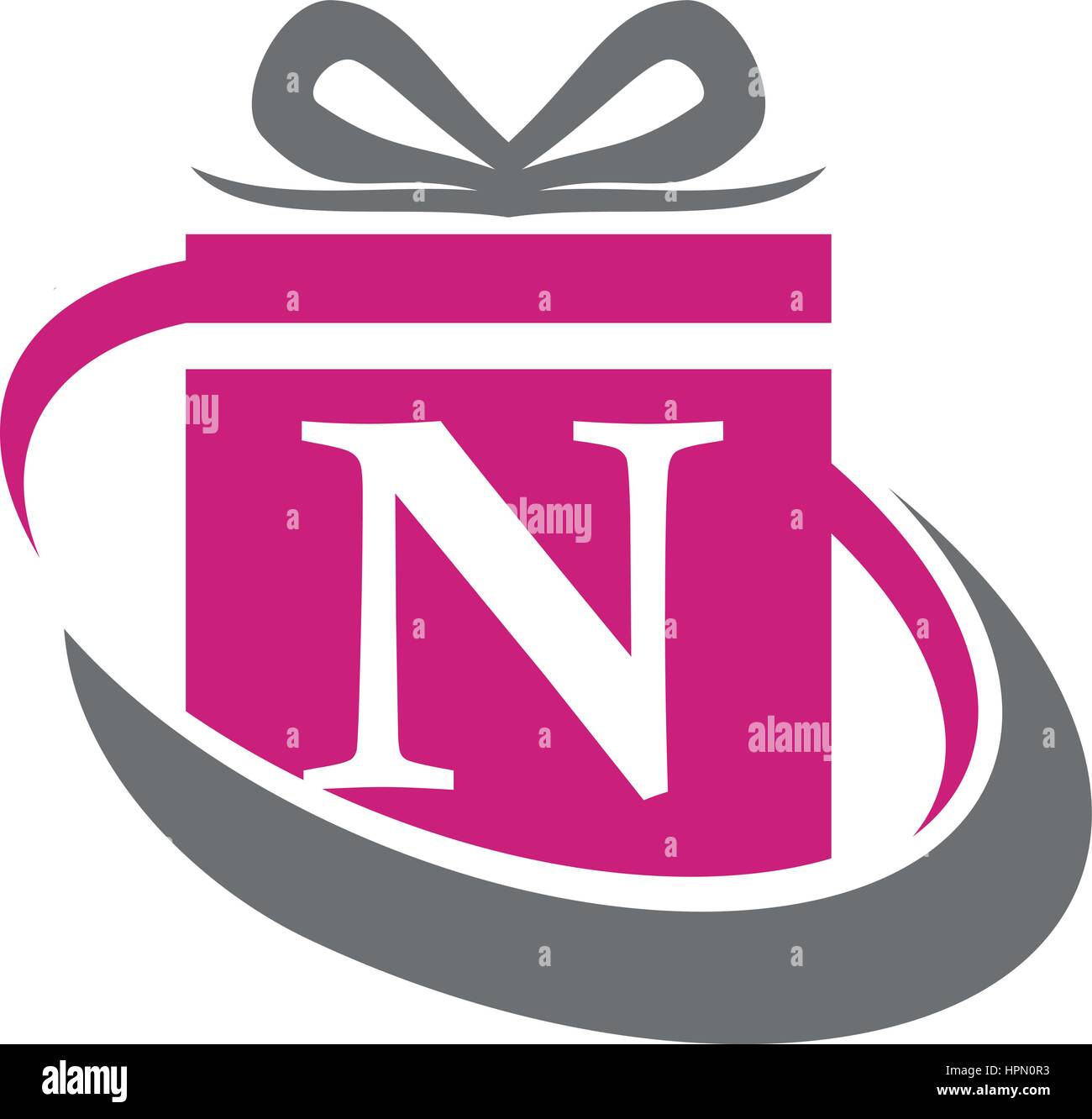Gift Box Ribbon Letter N Stock Vector Image & Art - Alamy