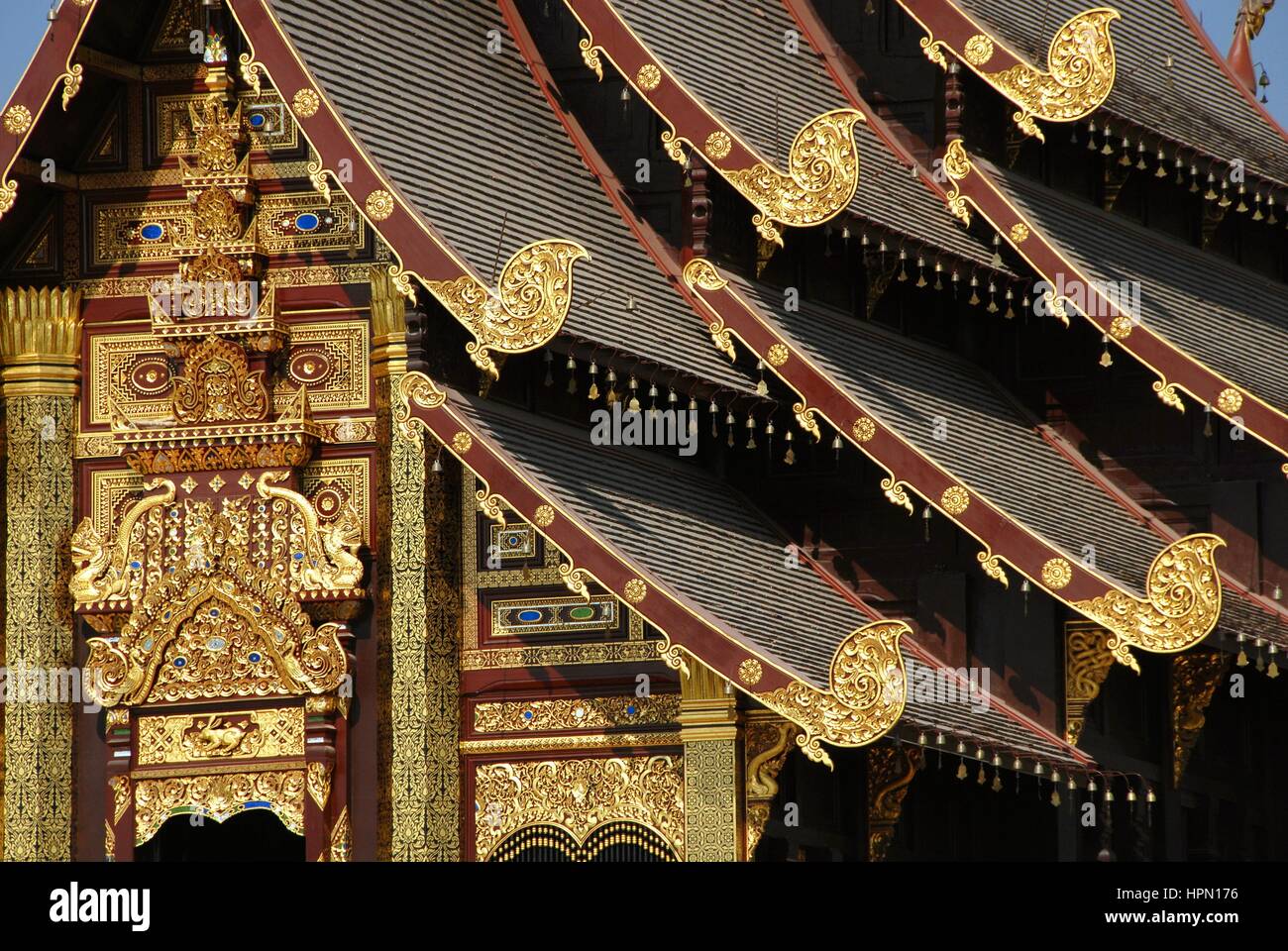 Details of northern style Thai temple roof Stock Photo - Alamy