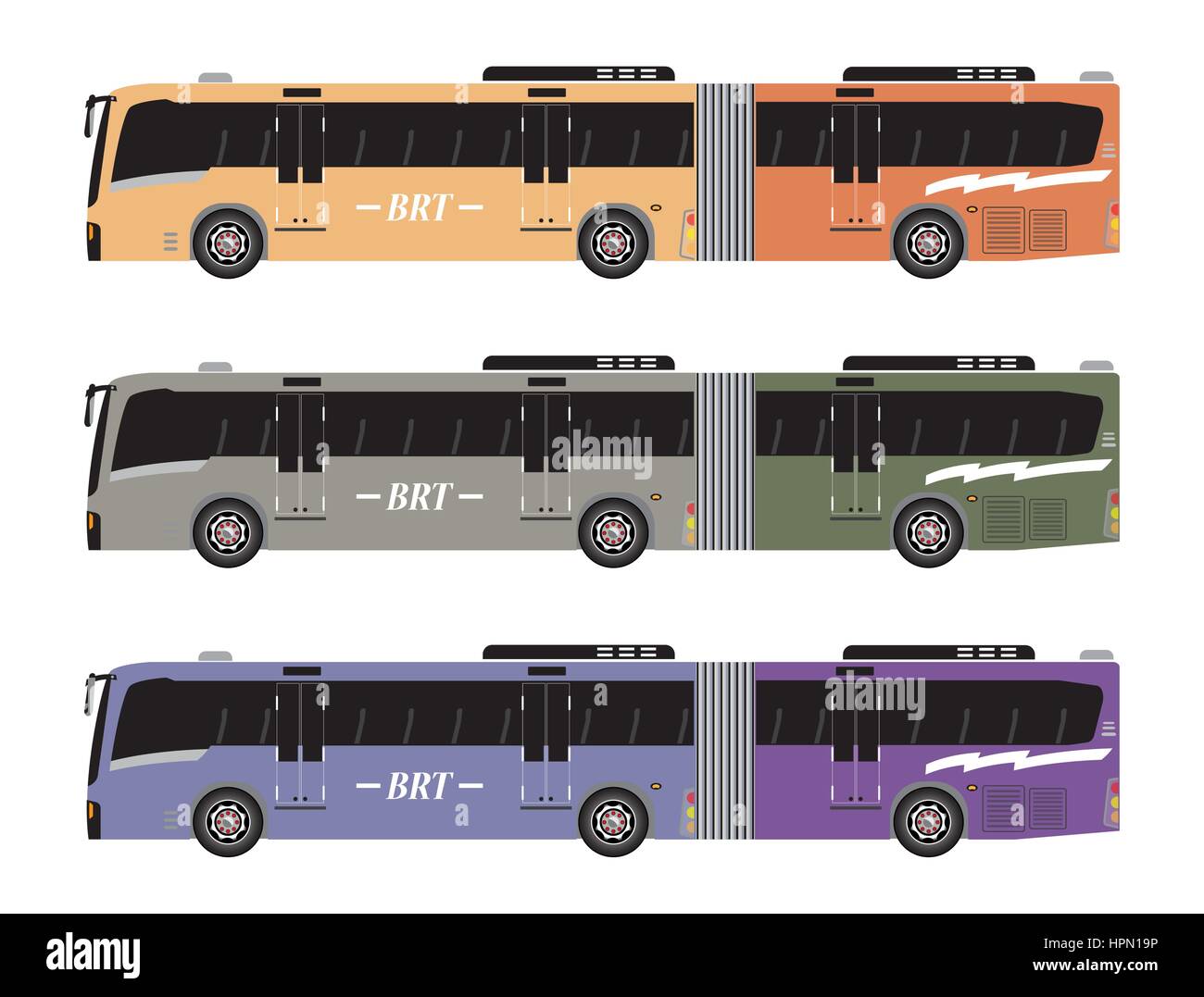 Set of Bus Rapid Transit or BRT Vector ioslated in with background ...