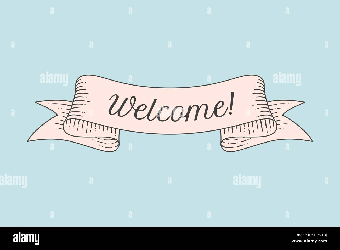 Greeting card with ribbon and word Welcome Stock Vector Image & Art - Alamy