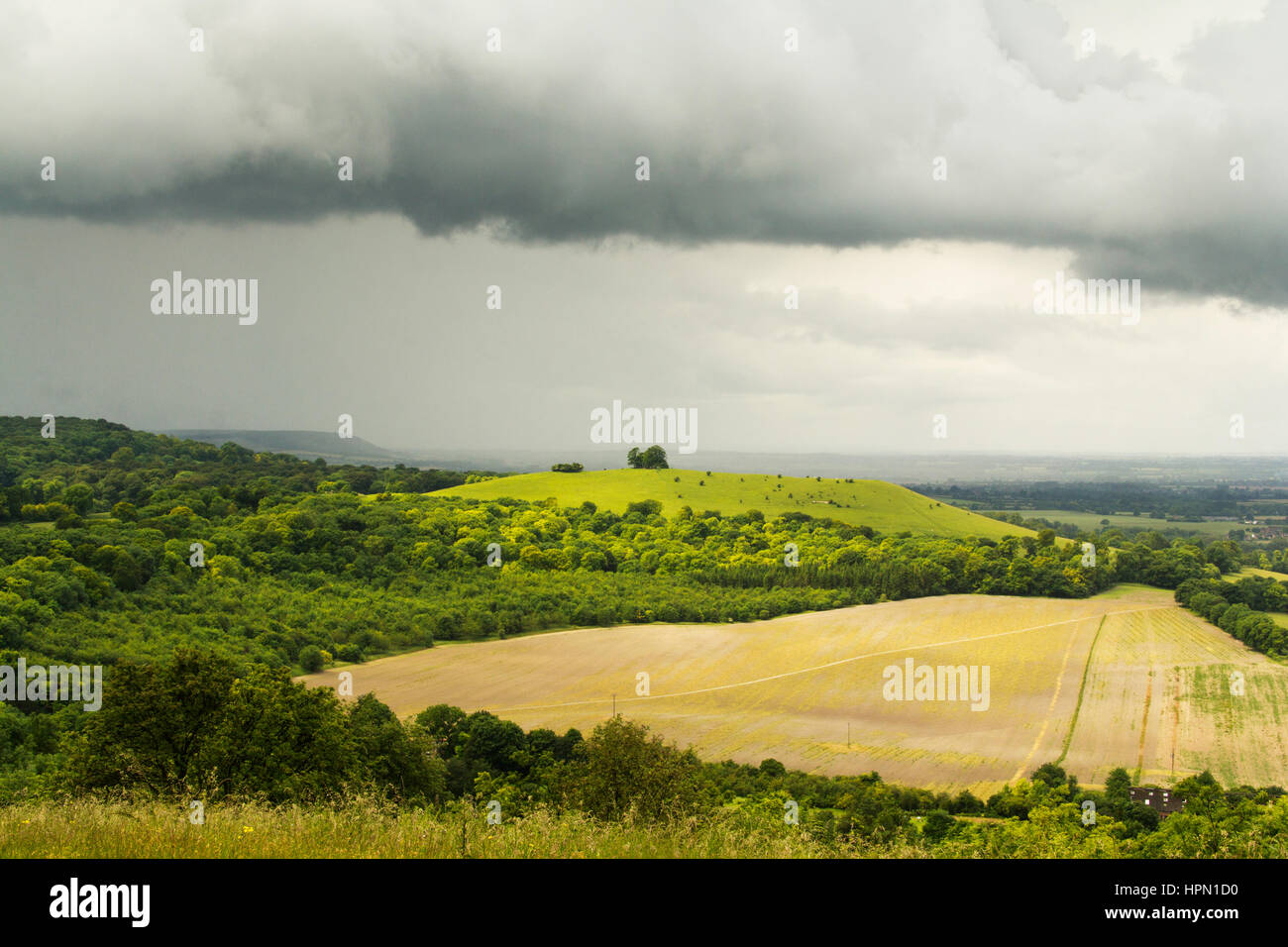Cloudy view over the Chilterns in Buckinghamshire, England Stock Photo ...