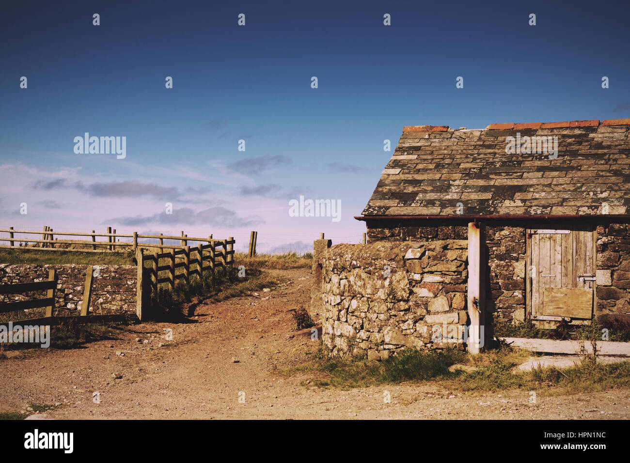 Traditional old farmhouse in the Cornish countryside, England Vintage ...