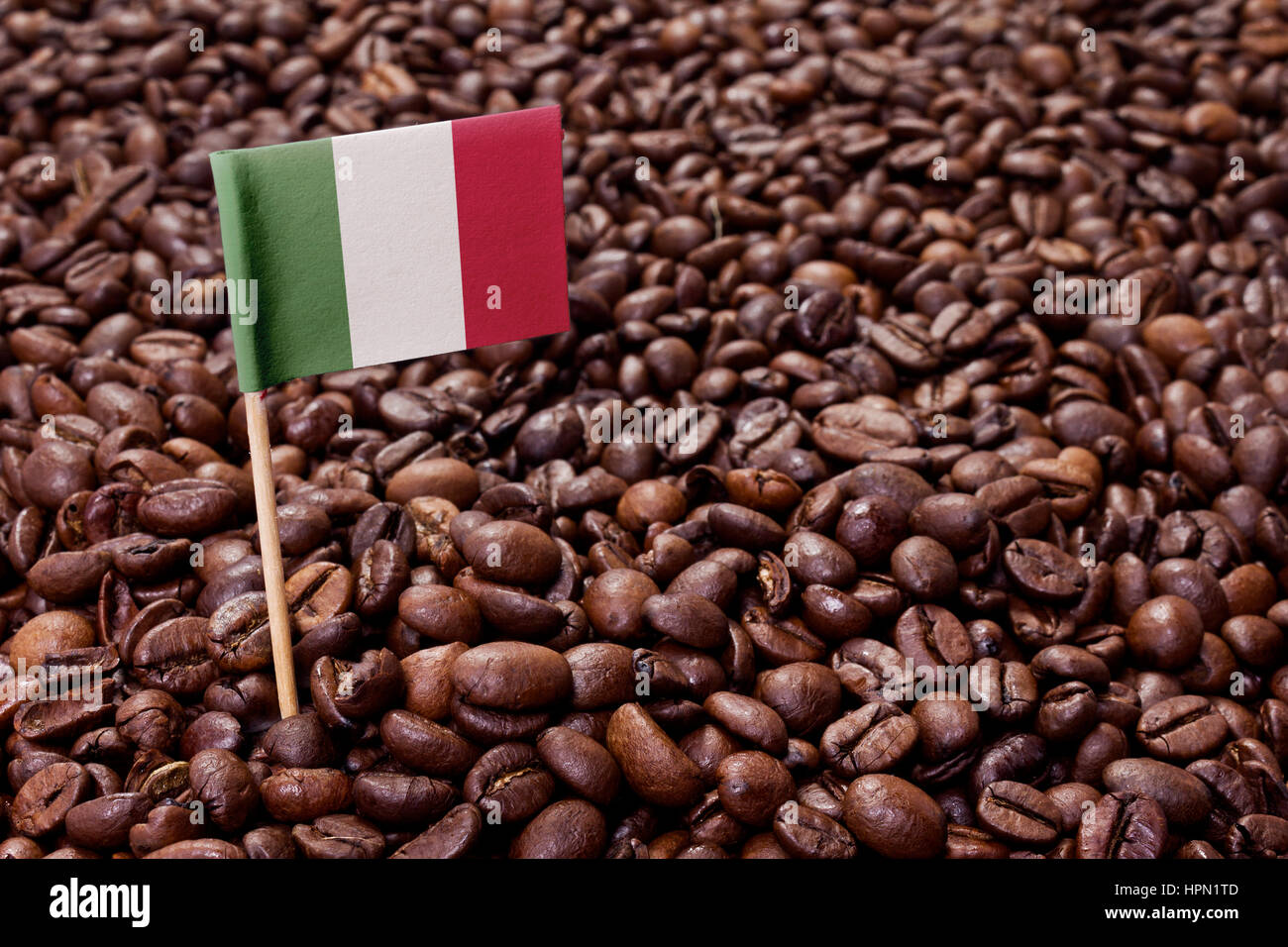 Flag of Italy sticking in roasted coffee beans.(series Stock Photo - Alamy