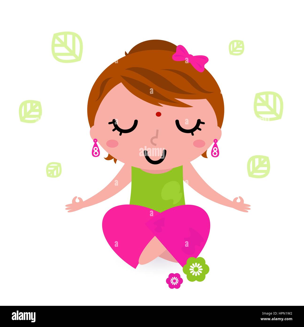 13462840 - cute girl practicing meditation. vector illustration Stock ...