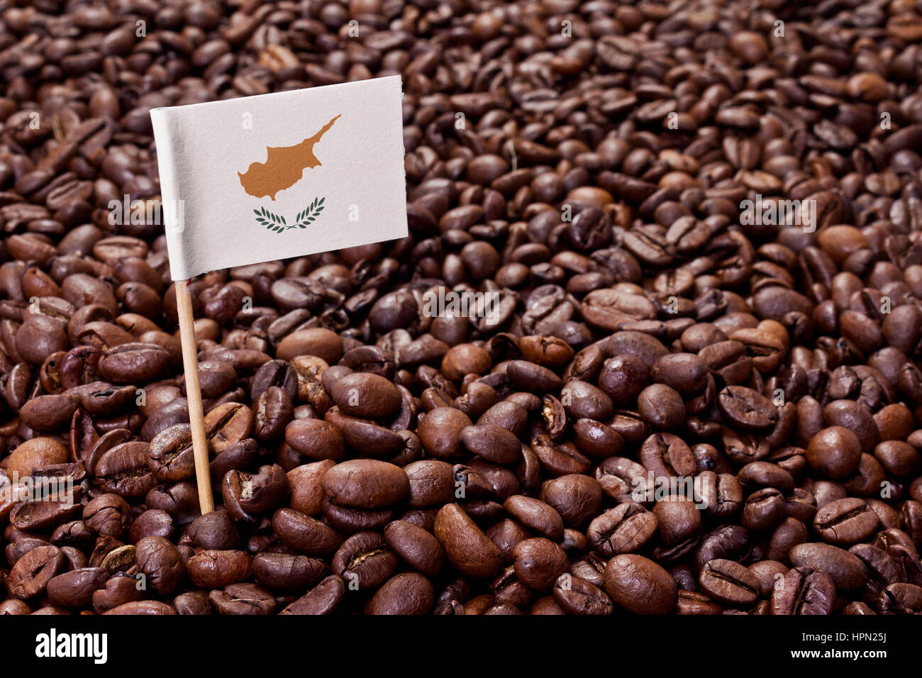 Flag of Cyprus sticking in roasted coffee beans.(series Stock Photo - Alamy