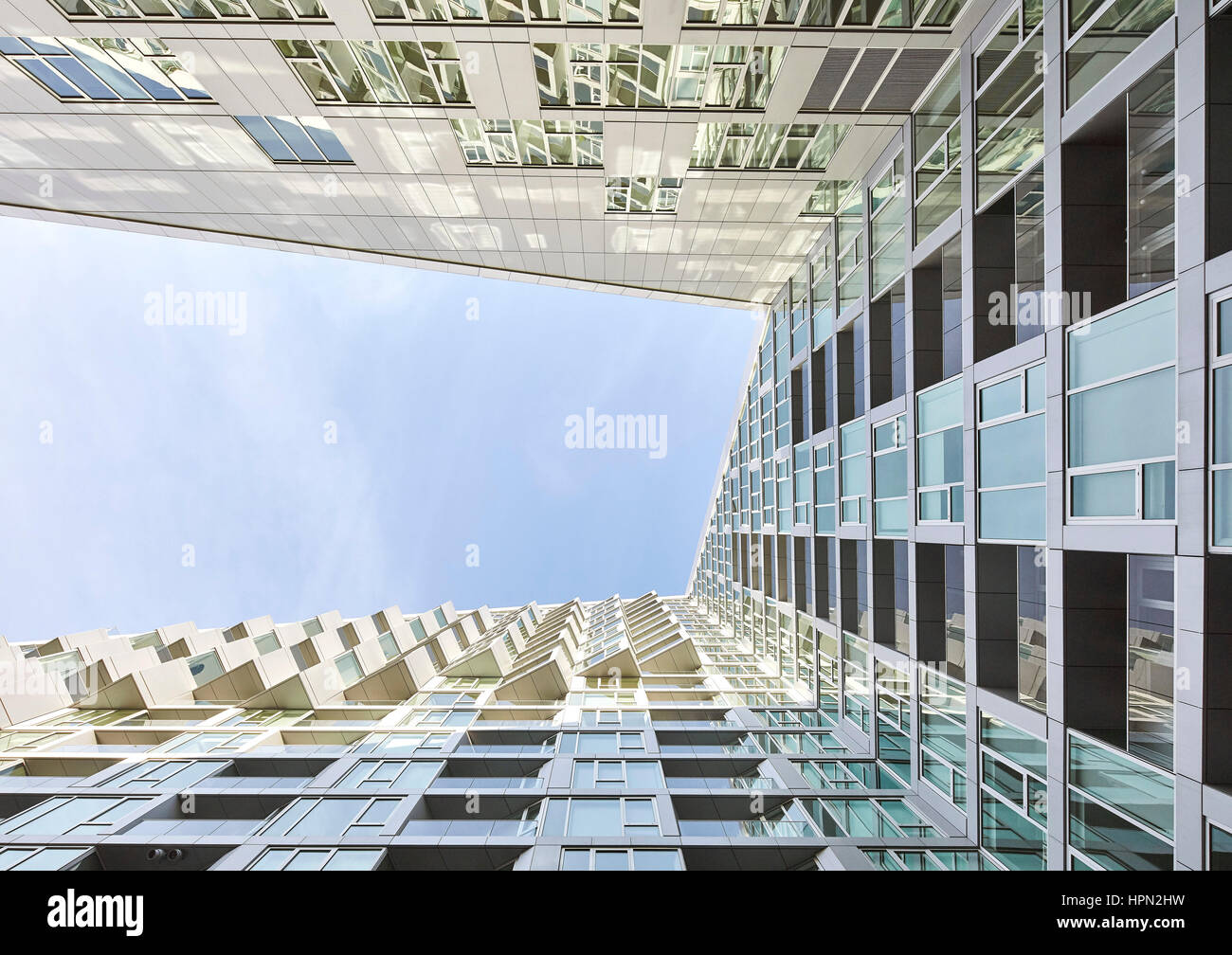 Extreme look upwards along courtyard facade. VI› 57, New York, United ...