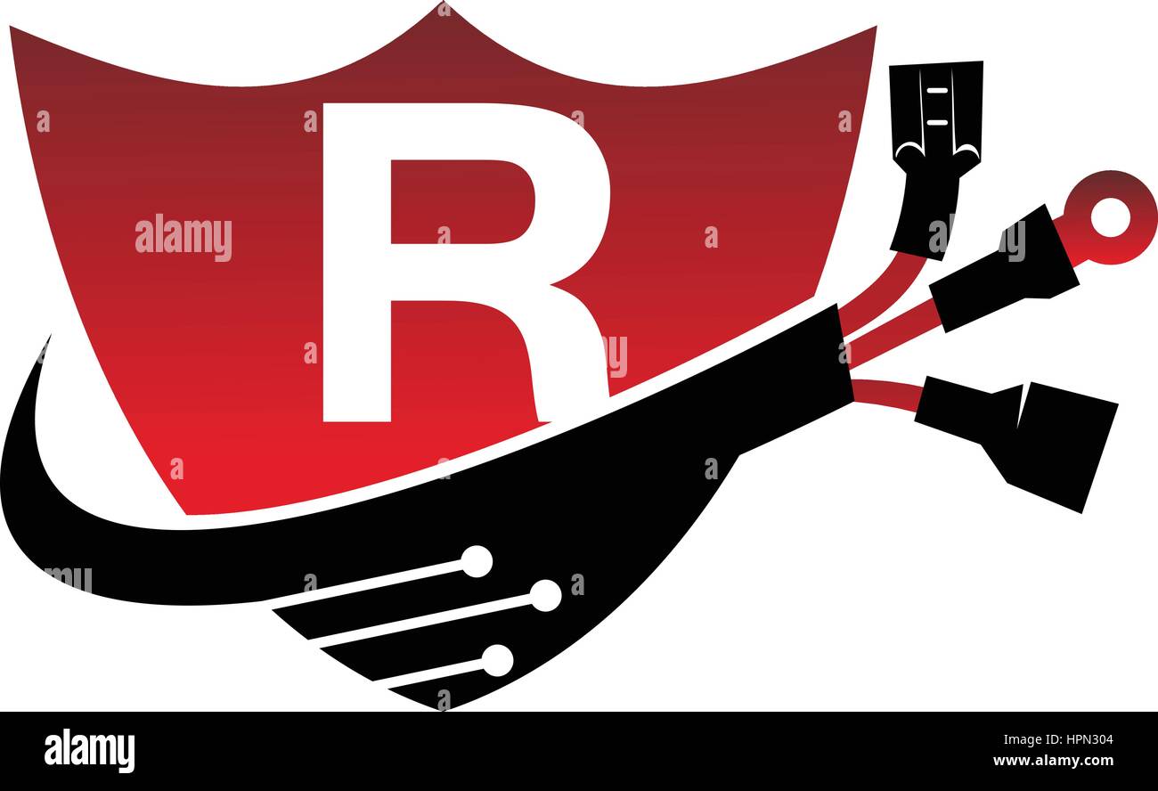 Shield Global Electricity Letter R Stock Vector Image & Art - Alamy