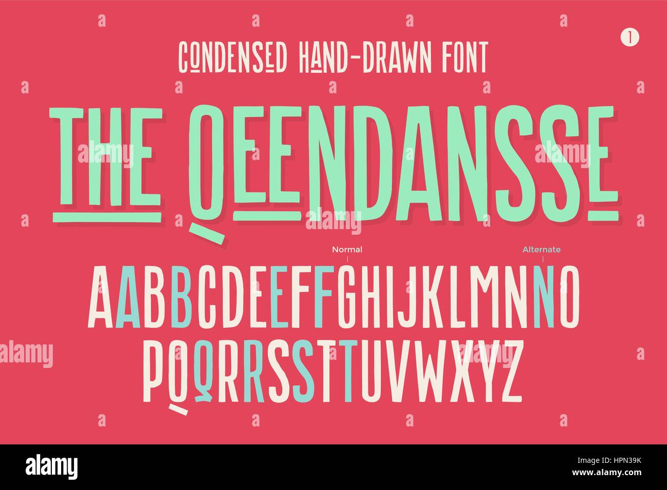 Hand-drawn condensed alphabet and font. Part One Stock Vector Image ...