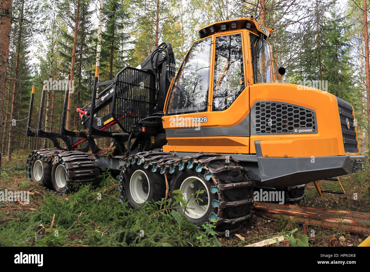 JAMSA, FINLAND - SEPTEMBER 2, 2016: Sampo Rosenlew FR28 forest machine ...