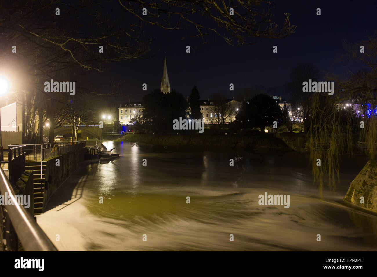 A night photography session around bath during a massive flood Stock ...