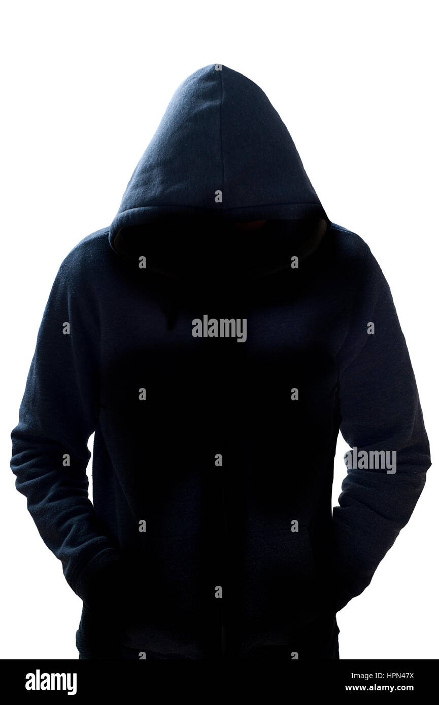 anonymous hooded man standing Stock Photo - Alamy