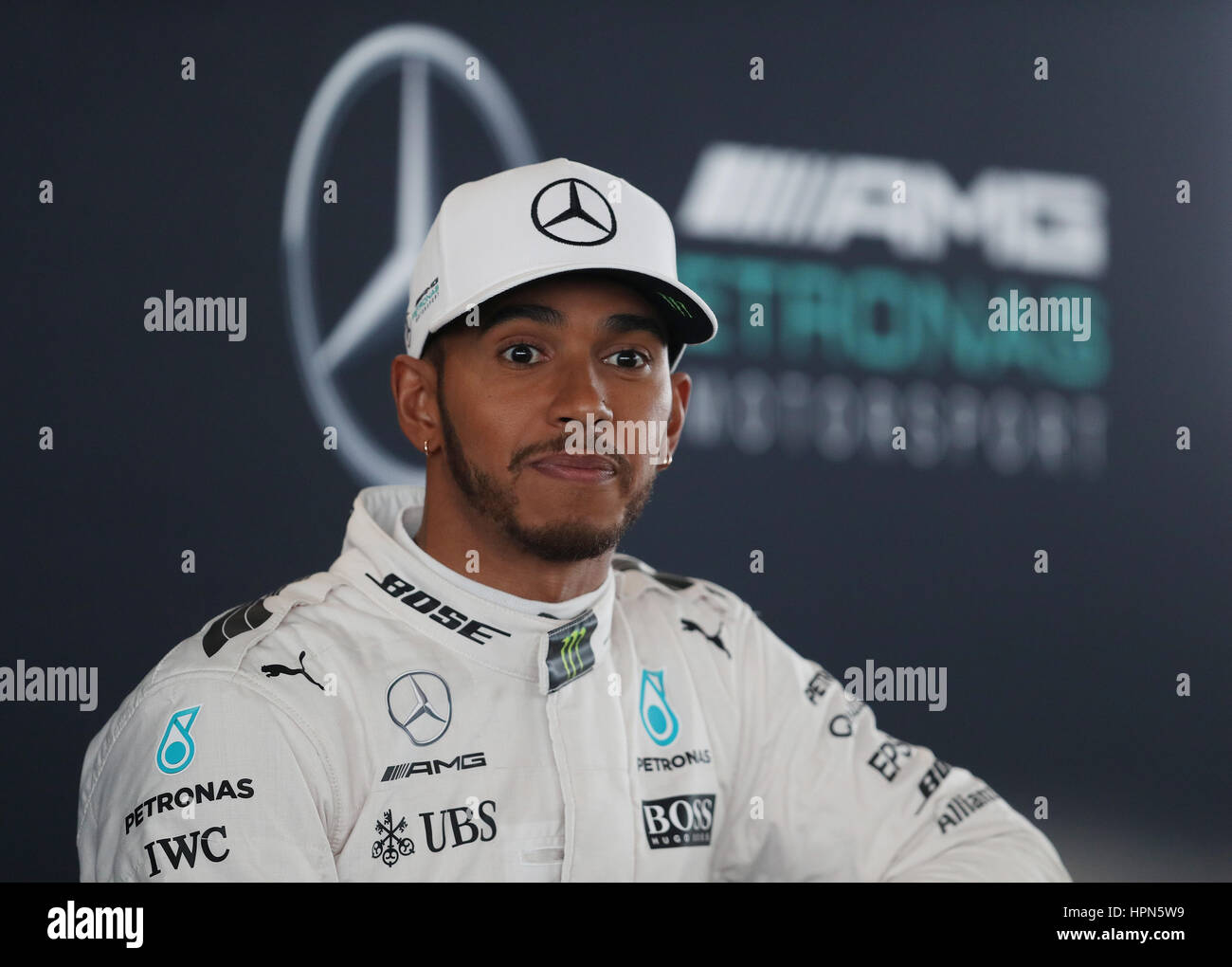 Lewis Hamilton during the Mercedes-AMG 2017 Car Launch at Silverstone ...