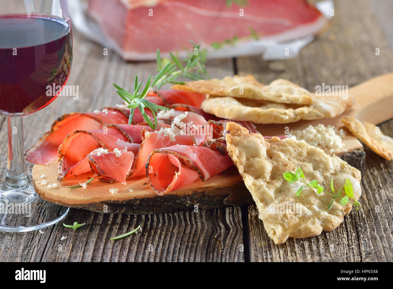 South Tyrolean bacon with fresh horseradish, crispy flatbread and local ...