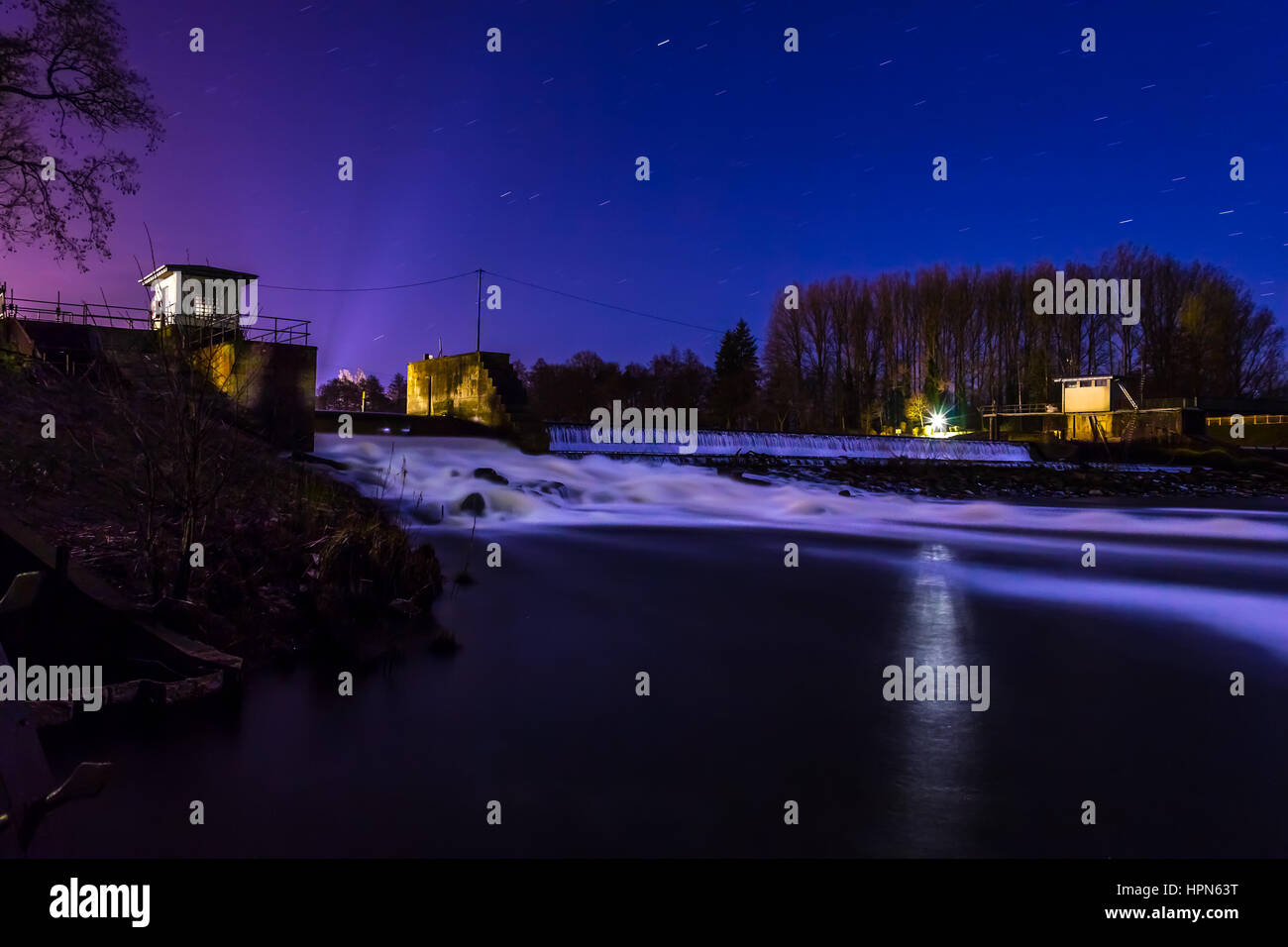 At the waterfall, river Ems near Lingen Stock Photo - Alamy