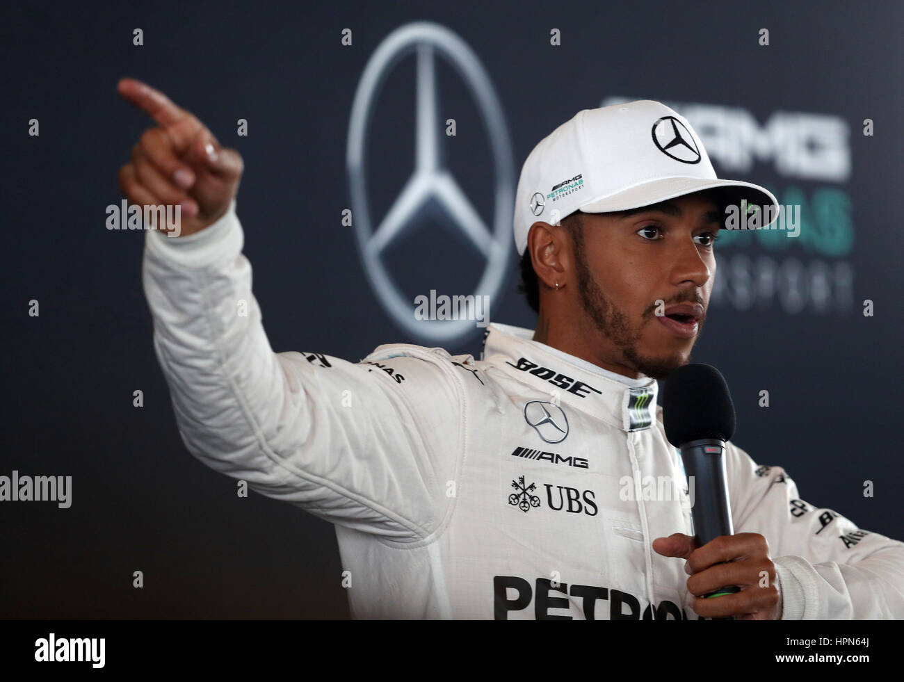 Lewis Hamilton during the Mercedes-AMG 2017 Car Launch at Silverstone ...