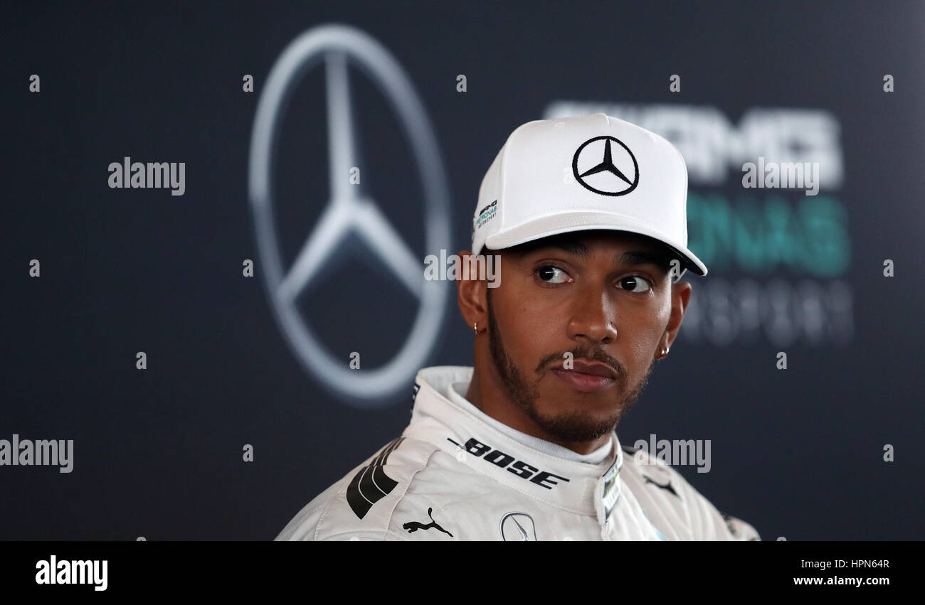 Lewis Hamilton during the Mercedes-AMG 2017 Car Launch at Silverstone ...