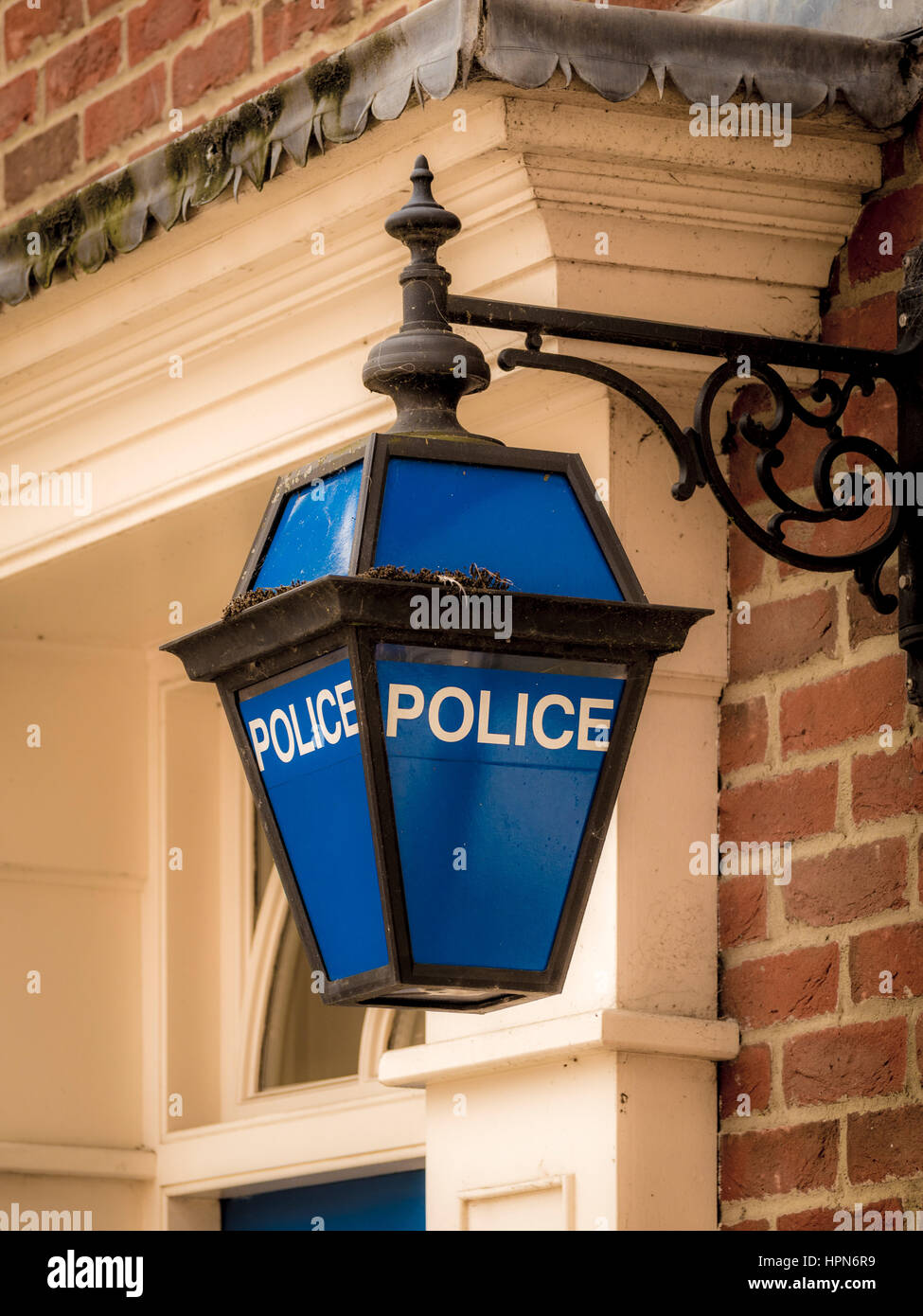 Vintage police station sign blue hi-res stock photography and images ...
