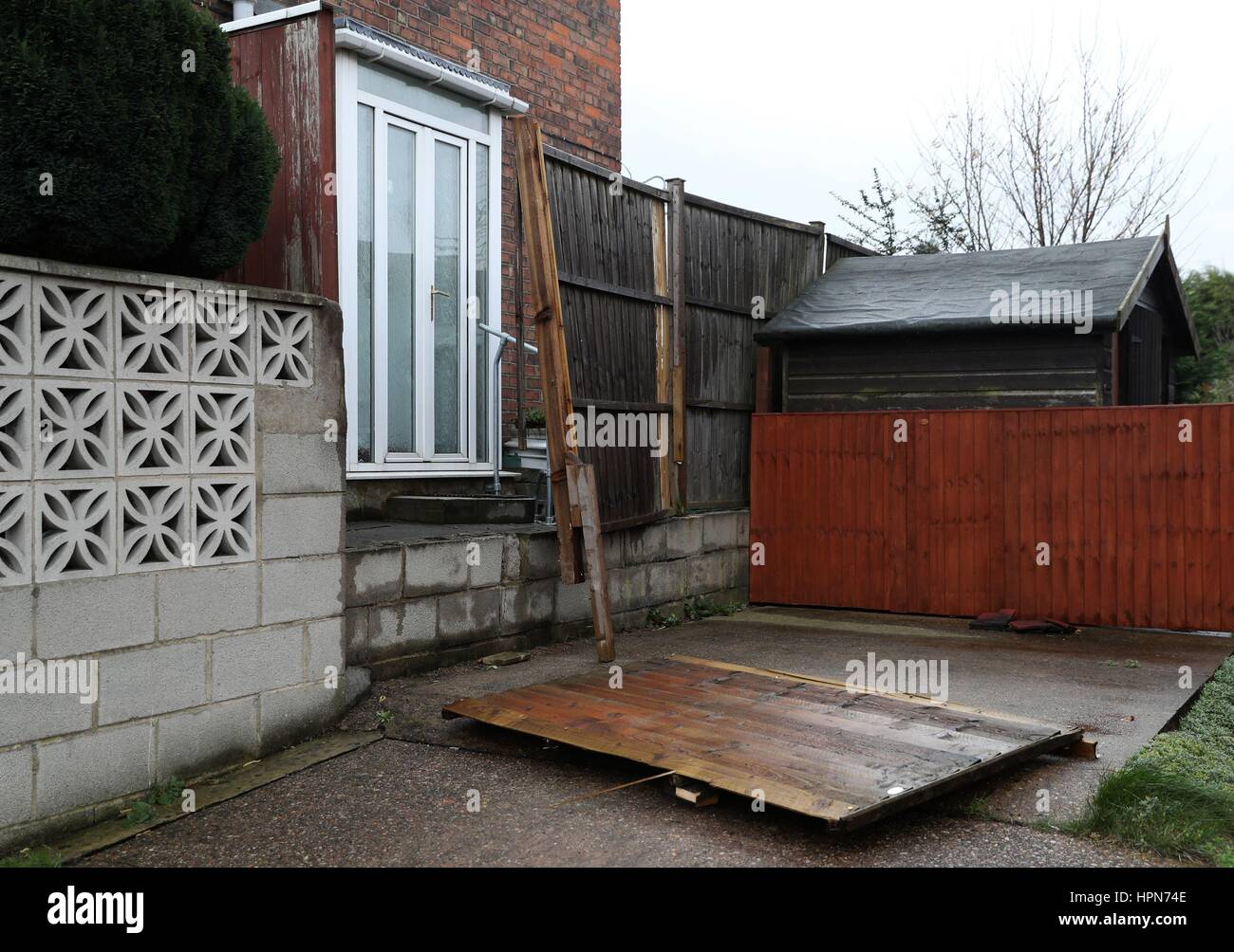 A collapsed fence panel in Sherwood, Nottingham, as flights have been ...