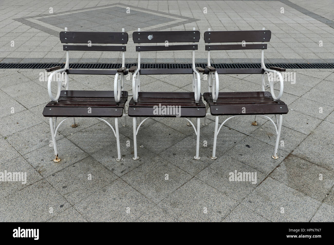 Bench in outdoor park in Budapest Stock Photo - Alamy
