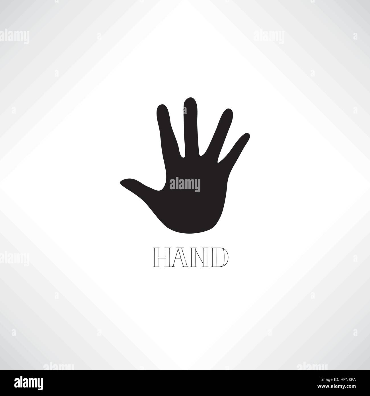 Helping hand icon. Human hand silhouette with shadow and handwritten ...