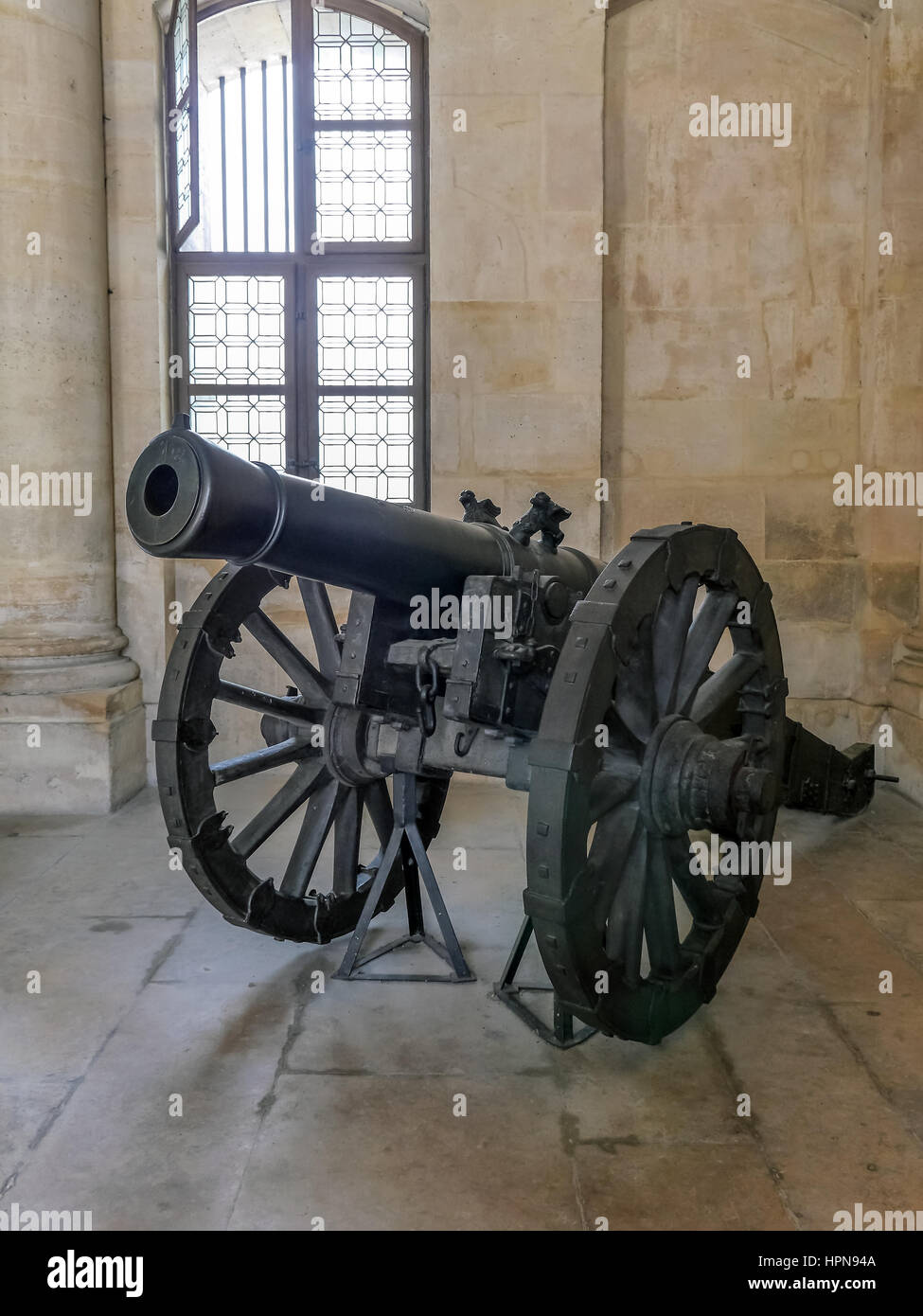 Historic artillery gun at the National Residence of Invalids, Paris ...