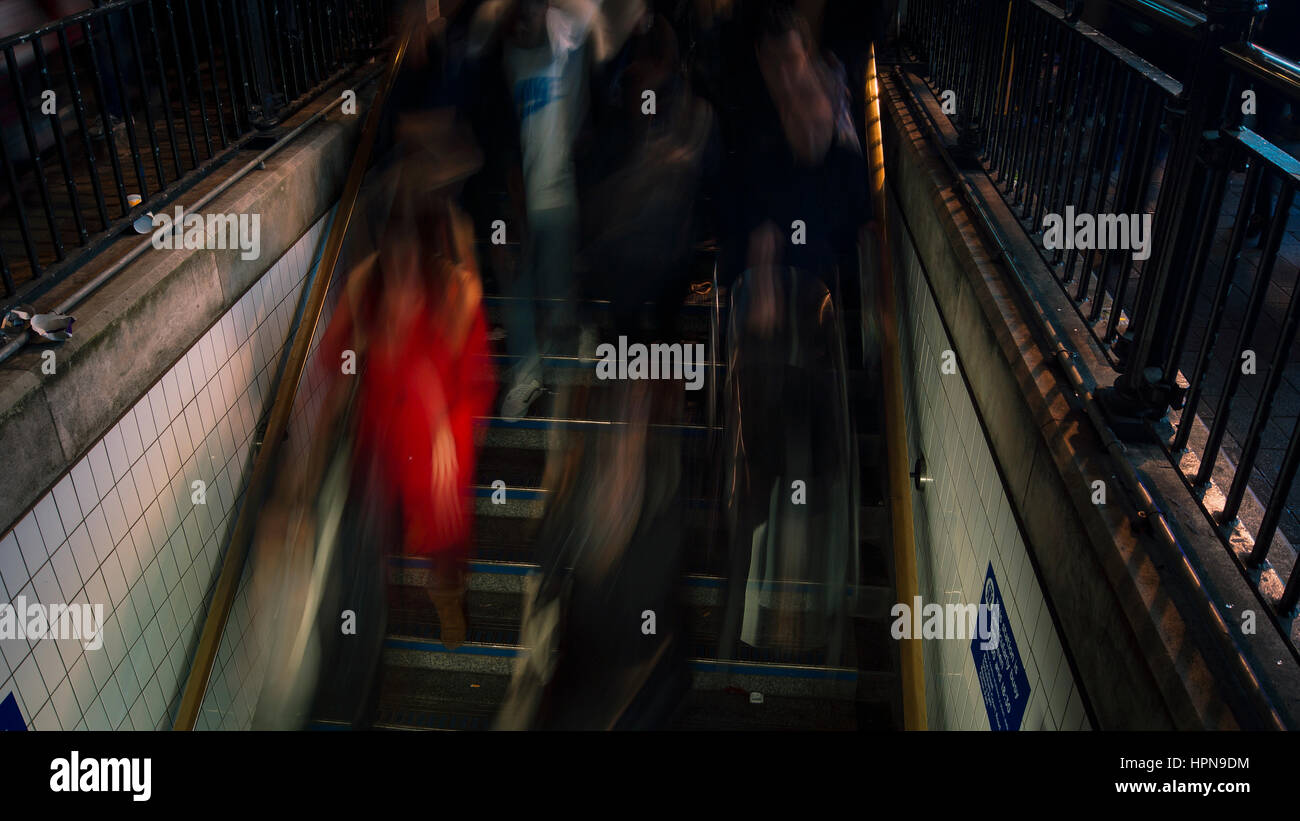 View of the Oxford Circus Tube Station entrance at rush hour, LONDON ...