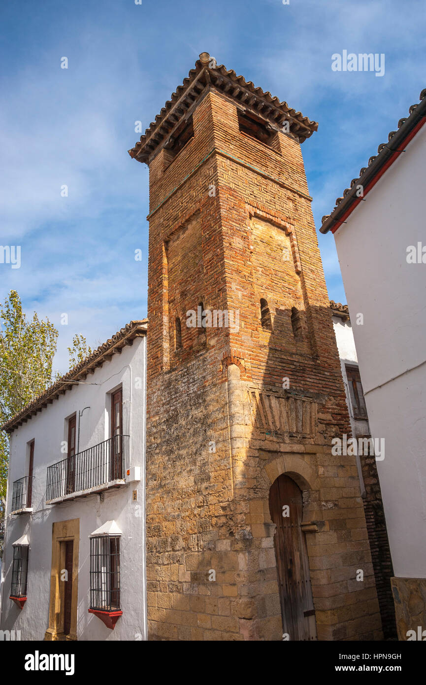 Minaret of ancient mosque, church San Sebastián in Ronda, province of ...