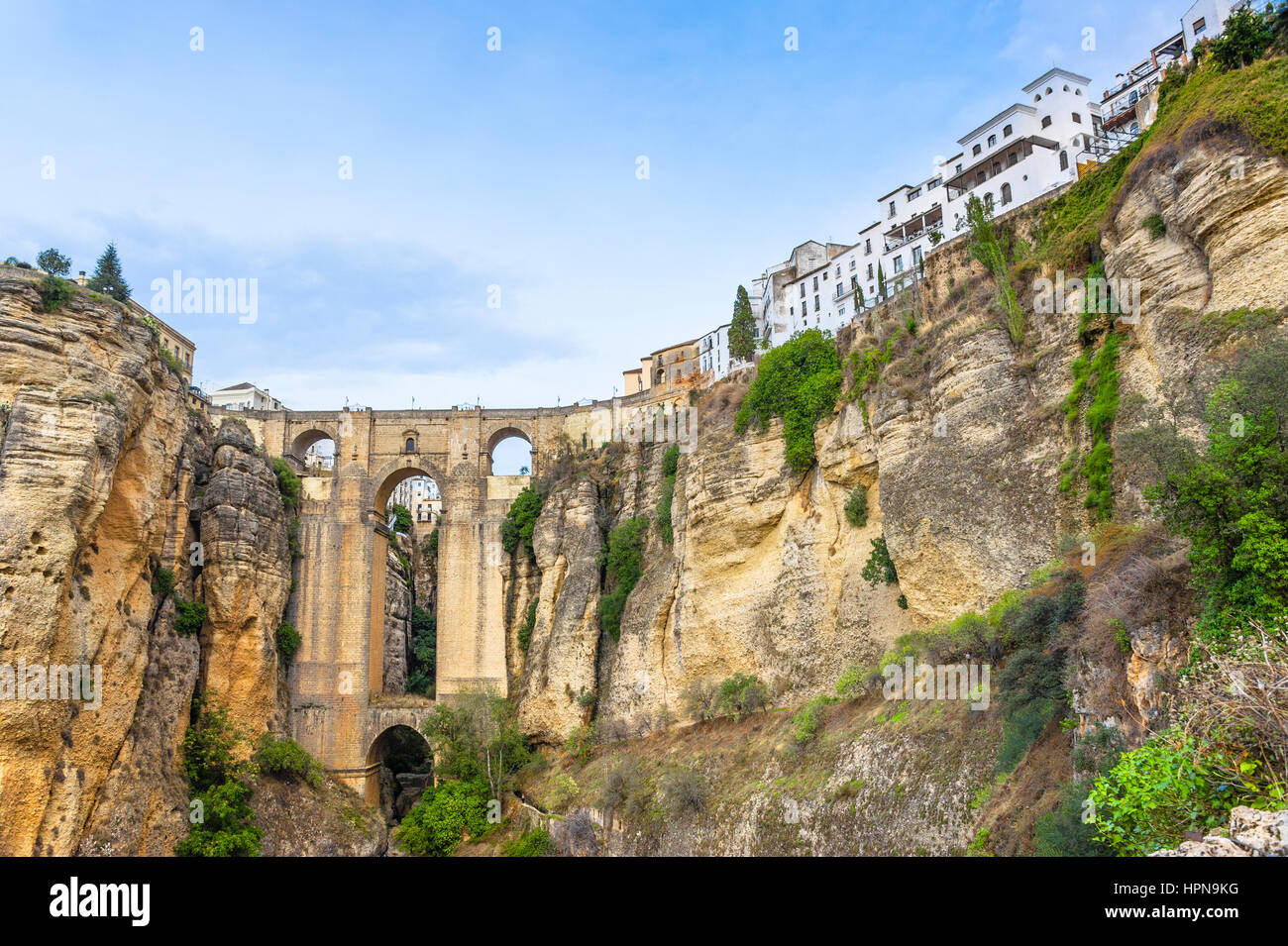 The New Bridge in Ronda over El Tajo and the river Guadalevín, province ...