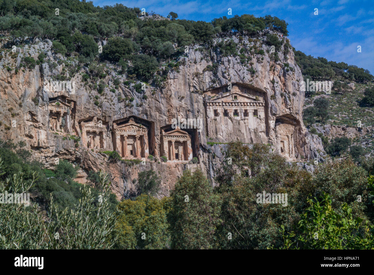 Rock carved monumental tombs in dalyan city Turkey, Dalyan kaya ...