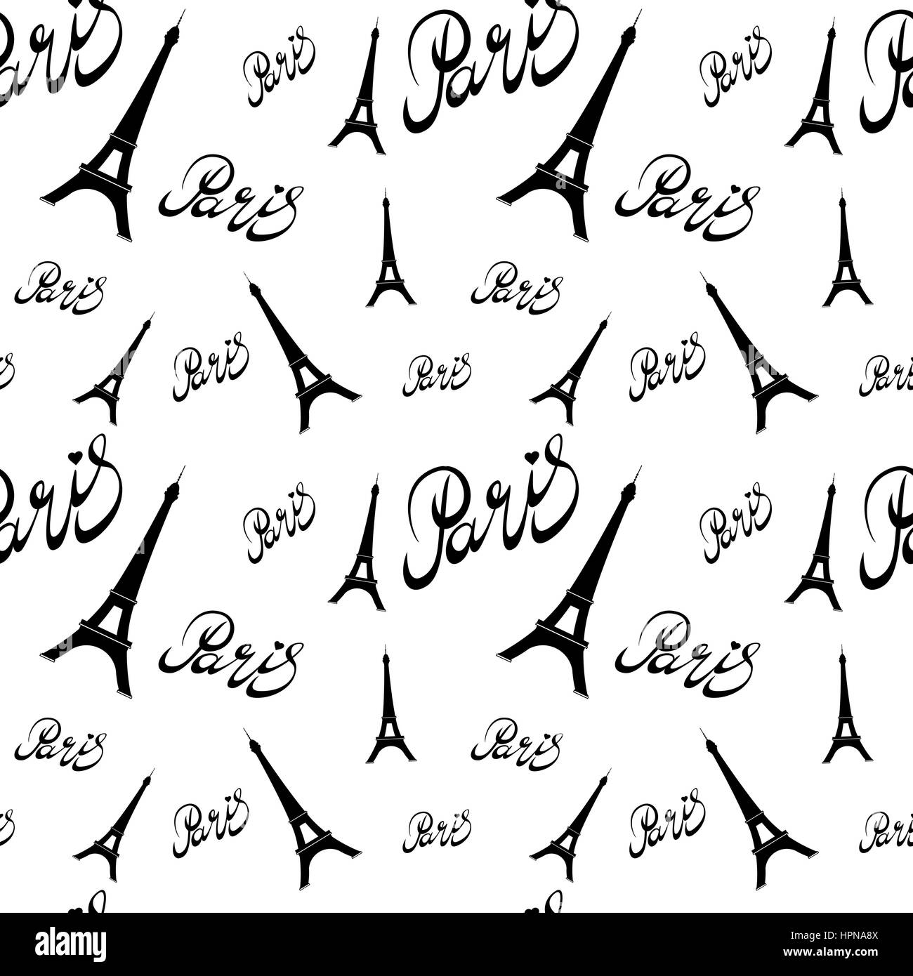 Seamless pattern Eiffel Tower with hearts.Hand drawing Stock Vector ...