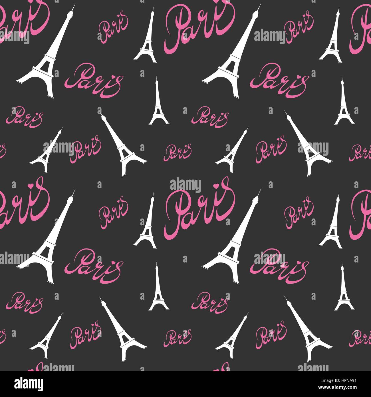 Seamless pattern Eiffel Tower with hearts.Hand drawing Stock Vector ...